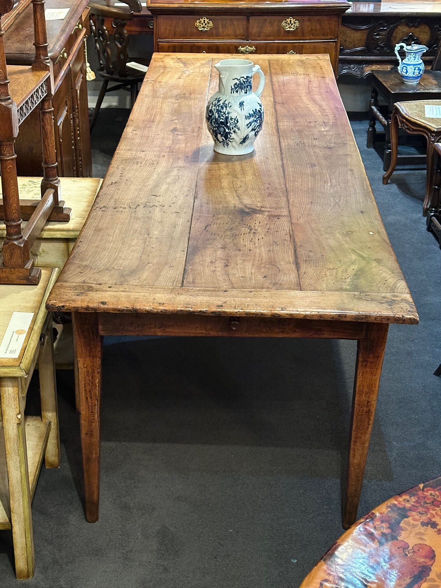 A wonderfully long, well faded French cherry-wood farmhouse table ...